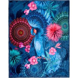 Plaid Ofelia, HIP, mit Mandalas und Blumen, Kuscheldecke, blau