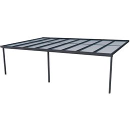 Gutta Terrassendach Premium, BxT: 812,5x506 cm, Bedachung Doppelstegplatten, BxT: 813x506 cm, Dach Polycarbonat Opal, grau