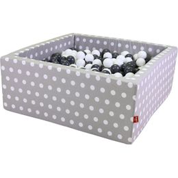 KNORRTOYS® Bällebad Soft, Grey White Dots, eckig mit 100 Bällen Grey/creme; Made in Europe, grau|rosa
