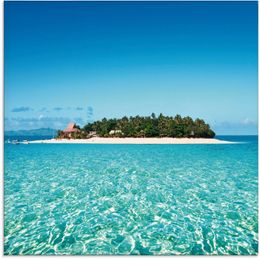 Artland Glasbild Verblüffende Fiji Insel und klares Meer, Gewässer (1 St), in verschiedenen Größen, blau