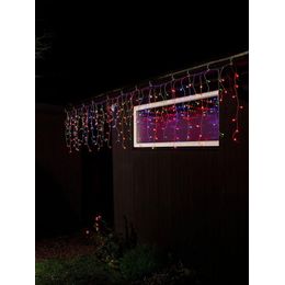 Konstsmide LED-Lichtervorhang Weihnachtsdeko aussen, 200-flammig, LED Eisregen Lichtervorhang, mit bunten Globes, 200 bunte Dioden, weiß