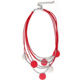 Firetti Collier Plättchen, rund, rot, bicolor, rot