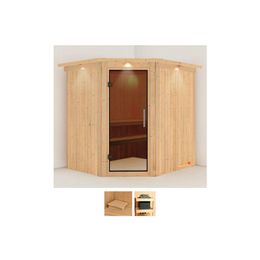 Karibu Sauna Stine, BxTxH: 210 x 184 x 202 cm, 68 mm, (Set) ohne Ofen, beige