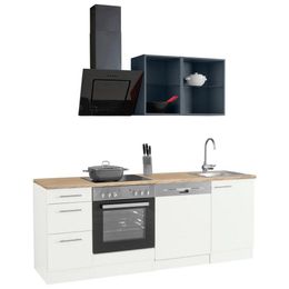 Optifit Küchenzeile Mini, mit E-Geräten, Breite 210 cm, weiß