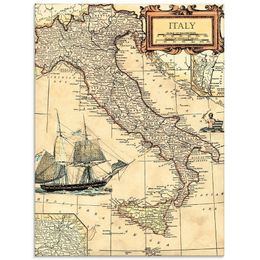 Artland Glasbild Italienkarte, Landkarten (1 St), in verschiedenen Größen, beige