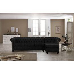 Home Affaire Chesterfield-Sofa Rysum L-Form, Chesterfield-Optik mit Ottomanen-Abschluß, grau