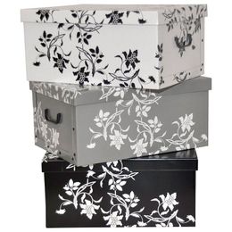 Kreher Aufbewahrungsbox Barock Blumen (Set, 3 St), weiß