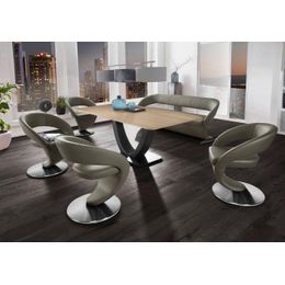 K+w Komfort & Wohnen K+W Komfort & Wohnen Essgruppe Wave, (Set), Design-Solobank mit 4 Design-Drehstühlen und Tisch in 180x90cm, grün