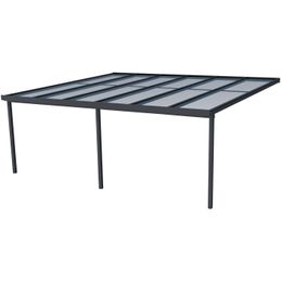 Gutta Terrassendach Premium, BxT: 611x506 cm, Bedachung Doppelstegplatten, BxT: 611x506 cm, Dach Polycarbonat gestreift weiß, grau