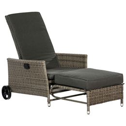 Merxx Gartensessel Komfort Deckchair (4-tlg), Stahl/Kunststoff, inkl. Auflagen, grau