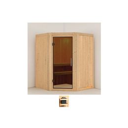 Karibu Sauna Nanna, BxTxH: 151 x 151 x 198 cm, 68 mm, (Set) ohne Ofen, beige