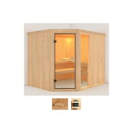 Karibu Sauna Frigga 3, BxTxH: 231 x 196 x 198 cm, 68 mm, (Set) ohne Ofen, beige
