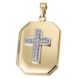 Firetti Medallionanhänger Schmuck Geschenk Gold 375 Halsschmuck Anhänger Medaillon Kreuz, mit Diamant, gelb|goldfarben|silberfarben|weiß