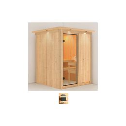 Karibu Sauna Milaja, BxTxH: 165 x 165 x 202 cm, 68 mm, (Set) ohne Ofen, beige