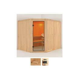 Karibu Sauna Marit, BxTxH: 231 x 196 x 198 cm, 68 mm, (Set) ohne Ofen, beige