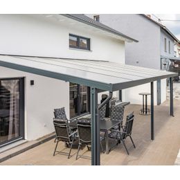 Gutta Terrassendach Premium, BxT: 611x406 cm, Bedachung Doppelstegplatten, BxT: 611x406 cm, Dach Polycarbonat Opal, grau