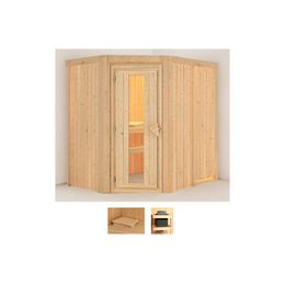 Karibu Sauna Swantje, BxTxH: 151 x 196 x 198 cm, 68 mm, (Set) ohne Ofen, beige