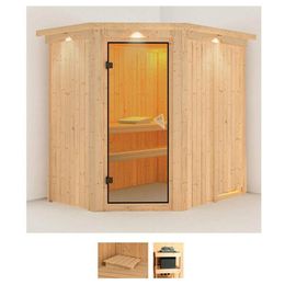 Karibu Sauna Swantje, BxTxH: 165 x 210 x 202 cm, 68 mm, (Set) ohne Ofen, beige