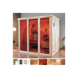 Weka Sauna Kemi Panorama, BxTxH: 211 x 210 x 200 cm, 45 mm, 7,5 kW Bio-Ofen mit ext. Steuerung, beige