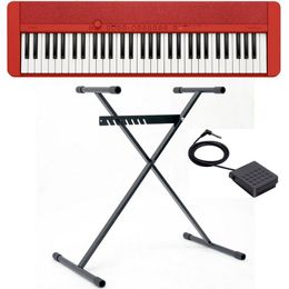 Casio Home-Keyboard Piano-Keyboard-Set CT-S1RDSET (Set, inkl. Keyboardständer, Sustainpedal und Netzteil), ideal für Piano-Einsteiger und Klanggourmets;, rot