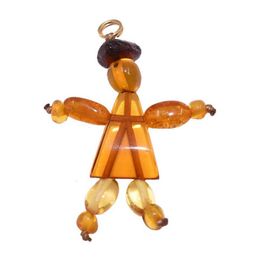 Firetti Kettenanhänger Schmuck Geschenk Halsschmuck Anhänger für Halskette Bernstein Puppe, Made in Germany - mit Bernstein, braun|gelb|goldfarben