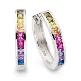 Bruno Banani Paar Creolen Schmuck Geschenk Silber 925 Ohrschmuck Ohrringe Regenbogen, mit Zirkonia (synth), blau|bunt|gelb|grün|lila|silberfarben