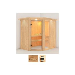 Karibu Sauna Frigga 1, BxTxH: 210 x 165 x 202 cm, 68 mm, (Set) ohne Ofen, beige