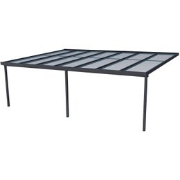 Gutta Terrassendach Premium, BxT: 611x506 cm, Bedachung Doppelstegplatten, BxT: 712x506 cm, Dach Polycarbonat klar, grau