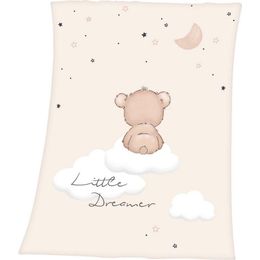 Babydecke Little Dreamer, Baby Best, mit niedlichem Teddydesign, Kuscheldecke, beige