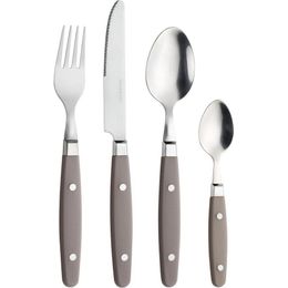 Pinti Inox PINTINOX Besteck-Set Country (24-tlg), 6 Personen, Edelstahl 18/0, Kunststoff, Kunststoffgriff in Holzoptik, spülmaschinengeeignet, grau