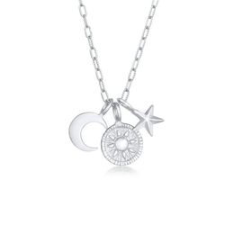 Elli Kette mit Anhänger Sonne Mond Stern Symbol 925 Silber, silberfarben