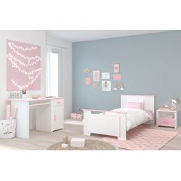 Parisot Jugendzimmer-Set Biotiful, (3-St., Bett, Nachttisch, Schreibtisch), rosa|weiß
