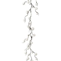 Winterliche Kunstpflanze Weihnachtsdeko, Weihnachtsgirlande Schneekugel, Creativ deco, Girlande in beschneiter Optik, Länge 180 cm, weiß