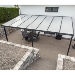 Gutta Terrassendach Premium, BxT: 611x506 cm, Bedachung Doppelstegplatten, BxT: 712x506 cm, Dach Polycarbonat Opal, grau