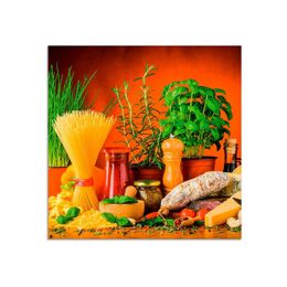 Artland Glasbild Mediterranes und italienisches Essen, Lebensmittel (1 St), in verschiedenen Größen, bunt