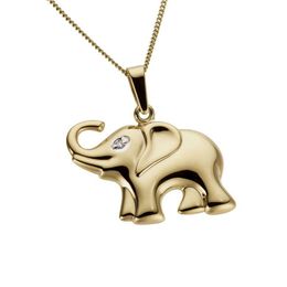 Firetti Kettenanhänger Schmuck Geschenk Gold 333 Halsschmuck Anhänger für Halskette Elefant, Made in Germany - mit Diamant, gelb|goldfarben|silberfarben|weiß