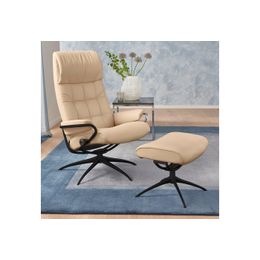 stressless® Relaxsessel London (Set, Relaxsessel mit Hocker), mit Hocker, High Back, mit Star Base, Gestell Schwarz, beige