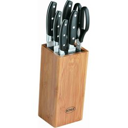 Rösle RÖSLE Messerblock Cuisine (7tlg), aus Bambusholz mit 5 Messern und Küchenschere, Klingenspezialstahl, braun|schwarz