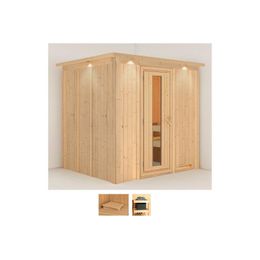 Karibu Sauna Solida, BxTxH: 210 x 184 x 202 cm, 68 mm, (Set) ohne Ofen, beige