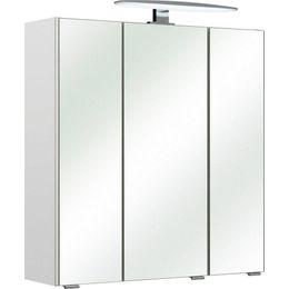 Saphir Spiegelschrank Quickset 953 Badschrank, 3 Spiegeltüren, 6 Einlegeböden, 65 cm breit inkl. LED-Beleuchtung, Türdämpfer, Schalter-/Steckdosenkombination, weiß
