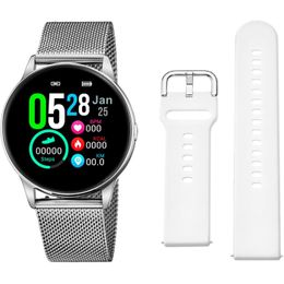 Lotus Smartime, 50000/A Smartwatch, 3-tlg., mit Wechselband aus weichem Silikon und Ladekabel, silberfarben