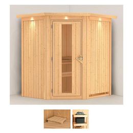 Karibu Sauna Tomke, BxTxH: 184 x 165 x 202 cm, 68 mm, (Set) ohne Ofen, beige