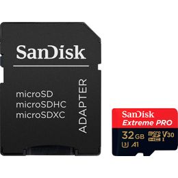 Sandisk Extreme® PRO microSDHC™ UHS-I 32 GB Speicherkarte (32 GB, UHS Class 3, 100 MB/s Lesegeschwindigkeit), rot|schwarz