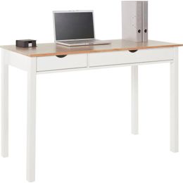 Inosign Schreibtisch Gava, massives Kiefernholz, für das home office, Laptoptisch Breite 120 cm, beige|weiß