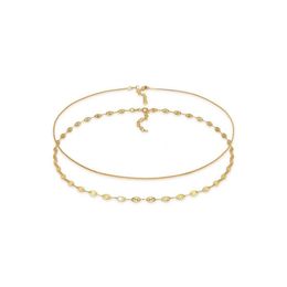 Elli Ketten-Set Choker Venezianer Plättchen 2er Set 925 Silber, goldfarben