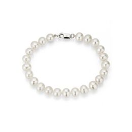 Firetti Perlenarmband Schmuck Geschenk Armschmuck Armkette Perle, Made in Germany - mit Süßwasserzuchtperle, silberfarben|weiß