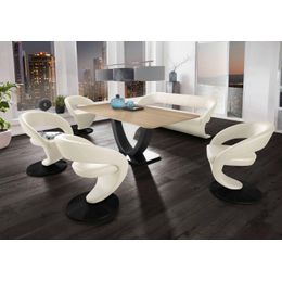 K+w Komfort & Wohnen K+W Komfort & Wohnen Essgruppe Wave, (Set), Design-Solobank mit 4 Design-Drehstühlen und Tisch in 180x90cm, weiß