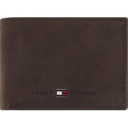 Tommy Hilfiger Geldbörse JOHNSON MINI CC FLAP COIN POCKET, aus hochwertigem Leder, braun