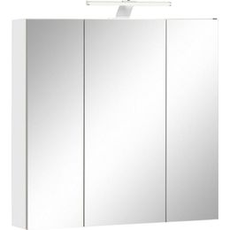 Schildmeyer Spiegelschrank Lagona Breite 70 cm, 3-türig, LED-Beleuchtung, Schalter-/Steckdosenbox, weiß