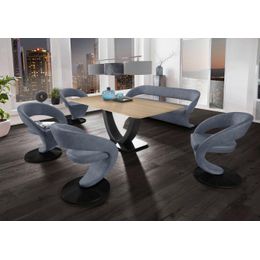 K+w Komfort & Wohnen K+W Komfort & Wohnen Essgruppe Wave, (Set), Design-Solobank mit 4 Design-Drehstühlen und Tisch in 180x90cm, blau